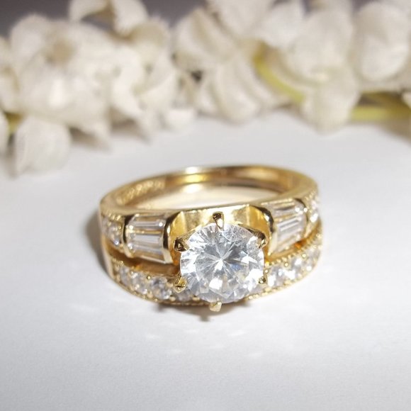 JTV | Jewelry | New Wedding Band And Engagement Ring 8k Yellow Gold ...